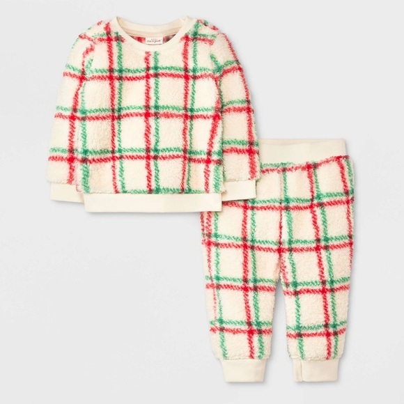 Cat & Jack | Matching Sets | Baby Plaid Faux Shearling Top Bottom Set ...